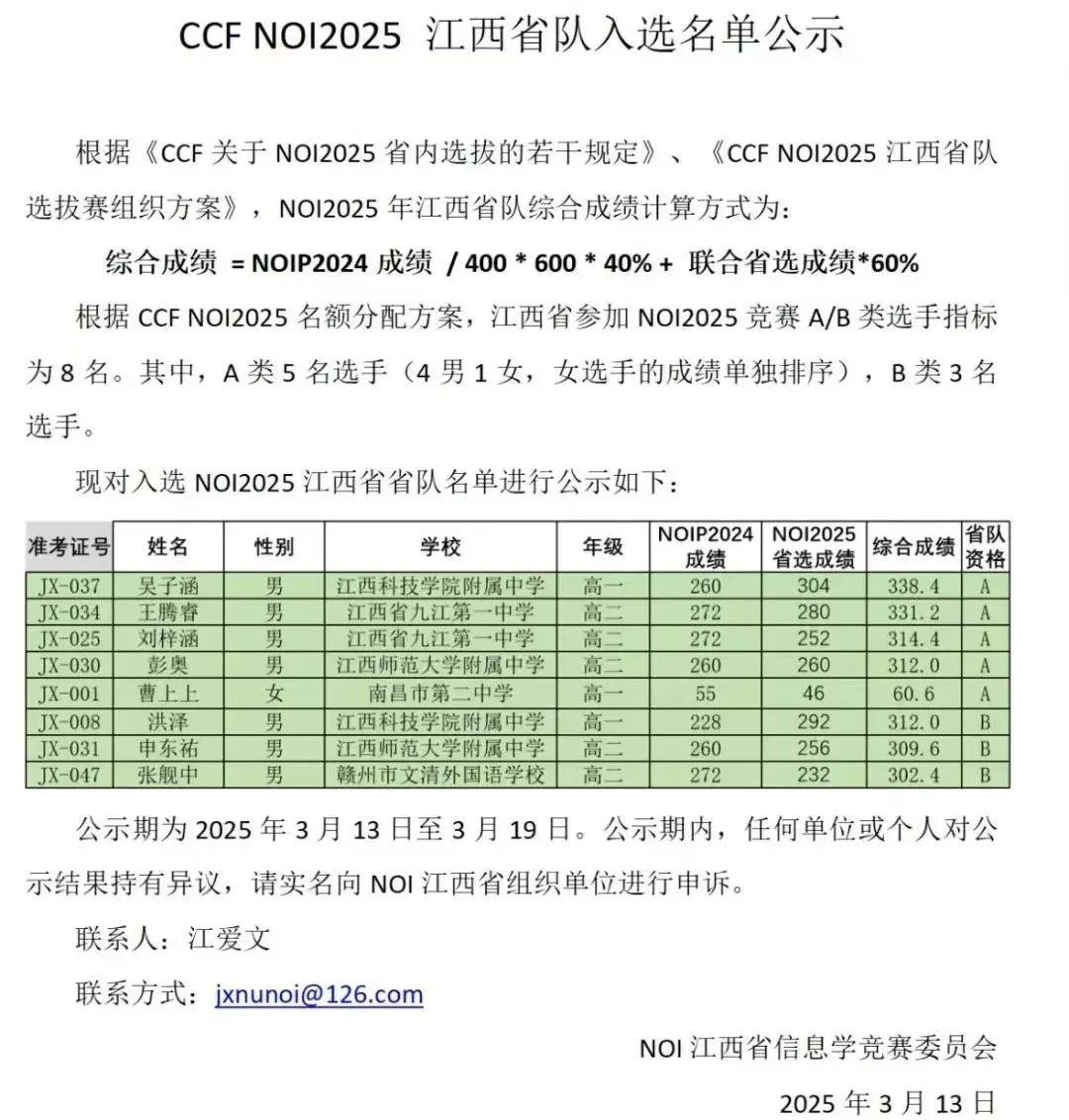 25个省份已公布NOI2025省队名单 - 知乎
