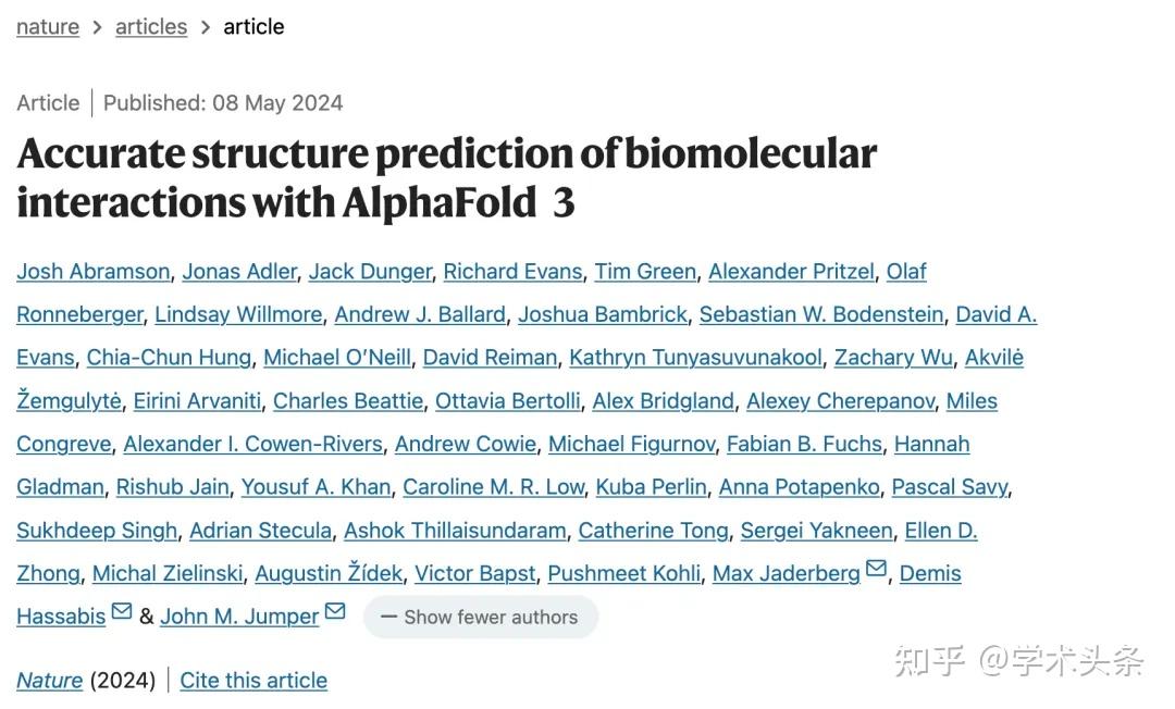 刚刚，AlphaFold 3 登上 Nature：所有生命分子的结构和相互作用，都被 AI 预测了 - 知乎