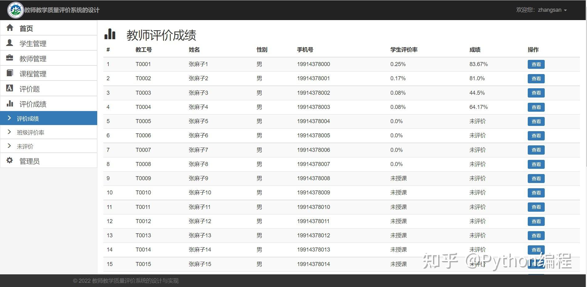 python+Django+MySQL+echarts+bootstrap制作的教学质量评价系统，包括学生、老师、管理员三种角色 - 知乎