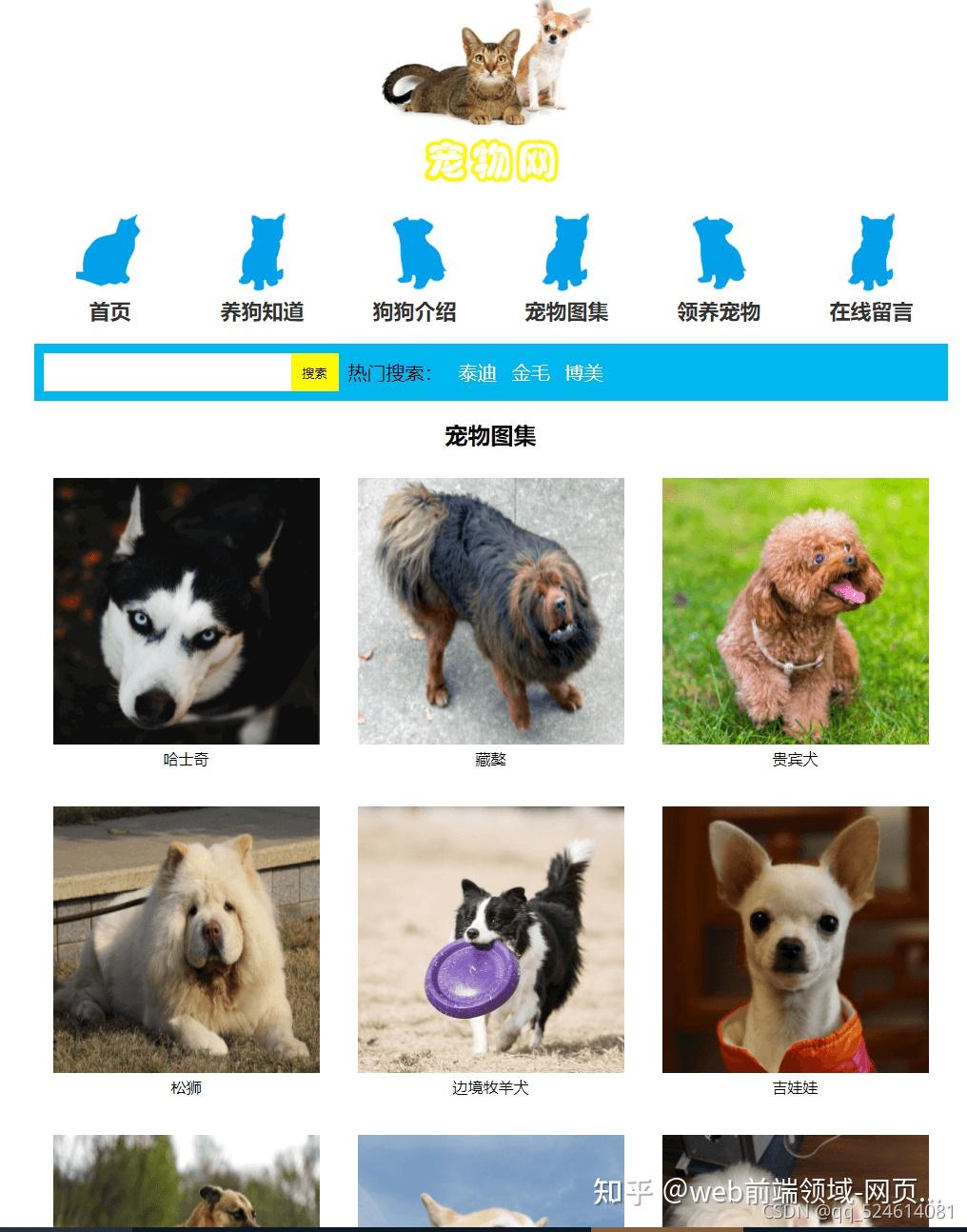 Html5期末大作业:宠物网网站设计——代码质量好 宠物网8页 Htmlcssjavascript 学生dw网页设计作业成品 Web课程设计网页规划与设计 计算机毕设网页设计源码 知乎
