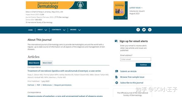 期刊分析 International Journal Of Dermatology：皮肤病学jcr2区，年发文量多，无版面费 知乎