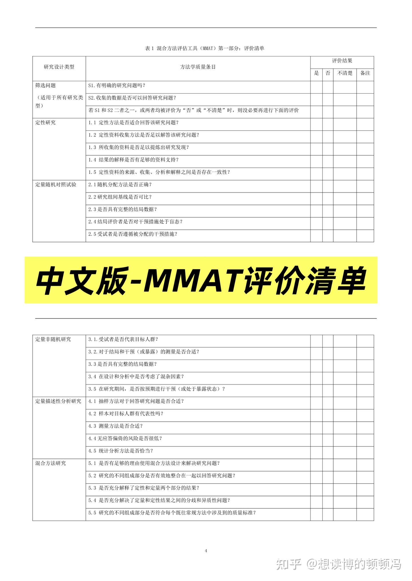 混合方法研究的质量评价工具（MMAT） - 知乎