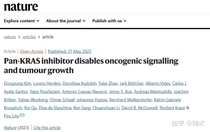 Nature重磅丨“不可成药”靶点又一新突破！可抑制98%KRAS驱动癌症 - 知乎