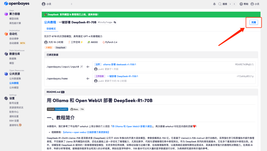 OpenBayes 教程上新 | 告别服务器繁忙，DeepSeek 一键部署教程上线！ - 知乎