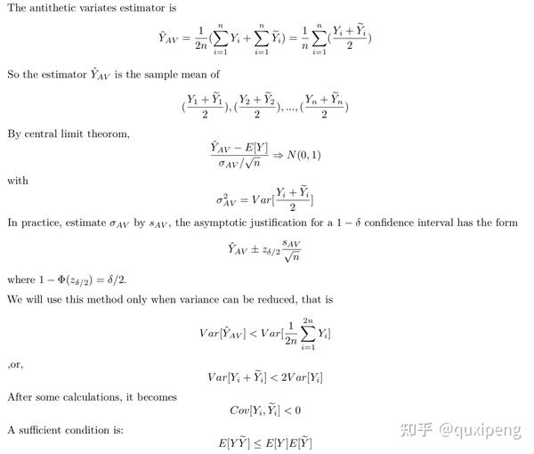 Statistical Concept 5: Antithetic Variates and applications - 知乎
