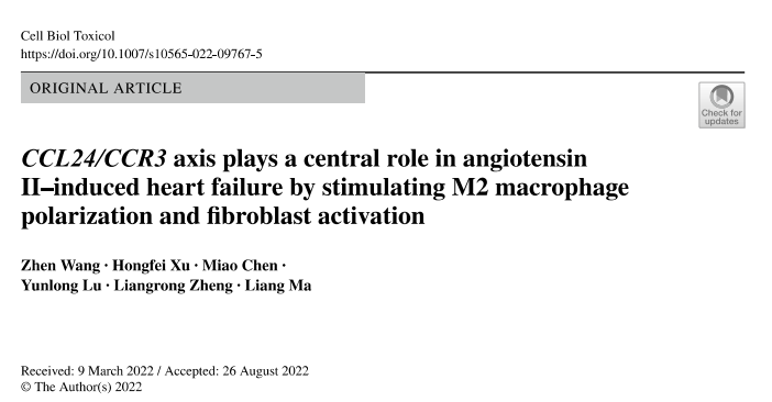 CCL24/CCR3轴通过刺激M2型巨噬细胞极化和成纤维细胞活化在Ang II诱导的心力衰竭中发挥核心作用 - 知乎