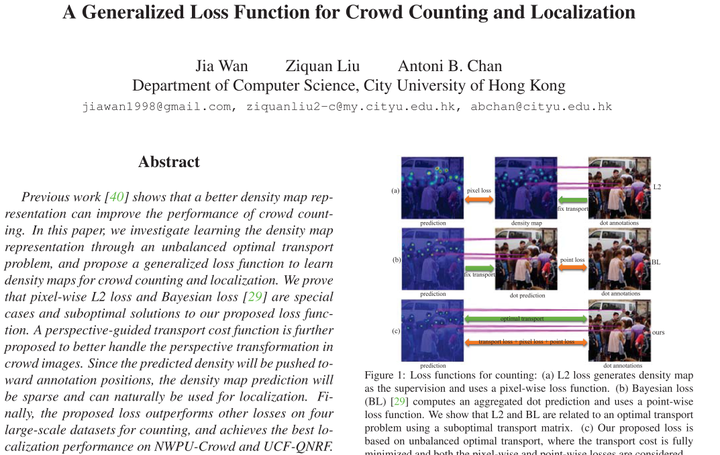 论文阅读笔记：A Generalized Loss Function for Crowd Counting and Localization - 知乎