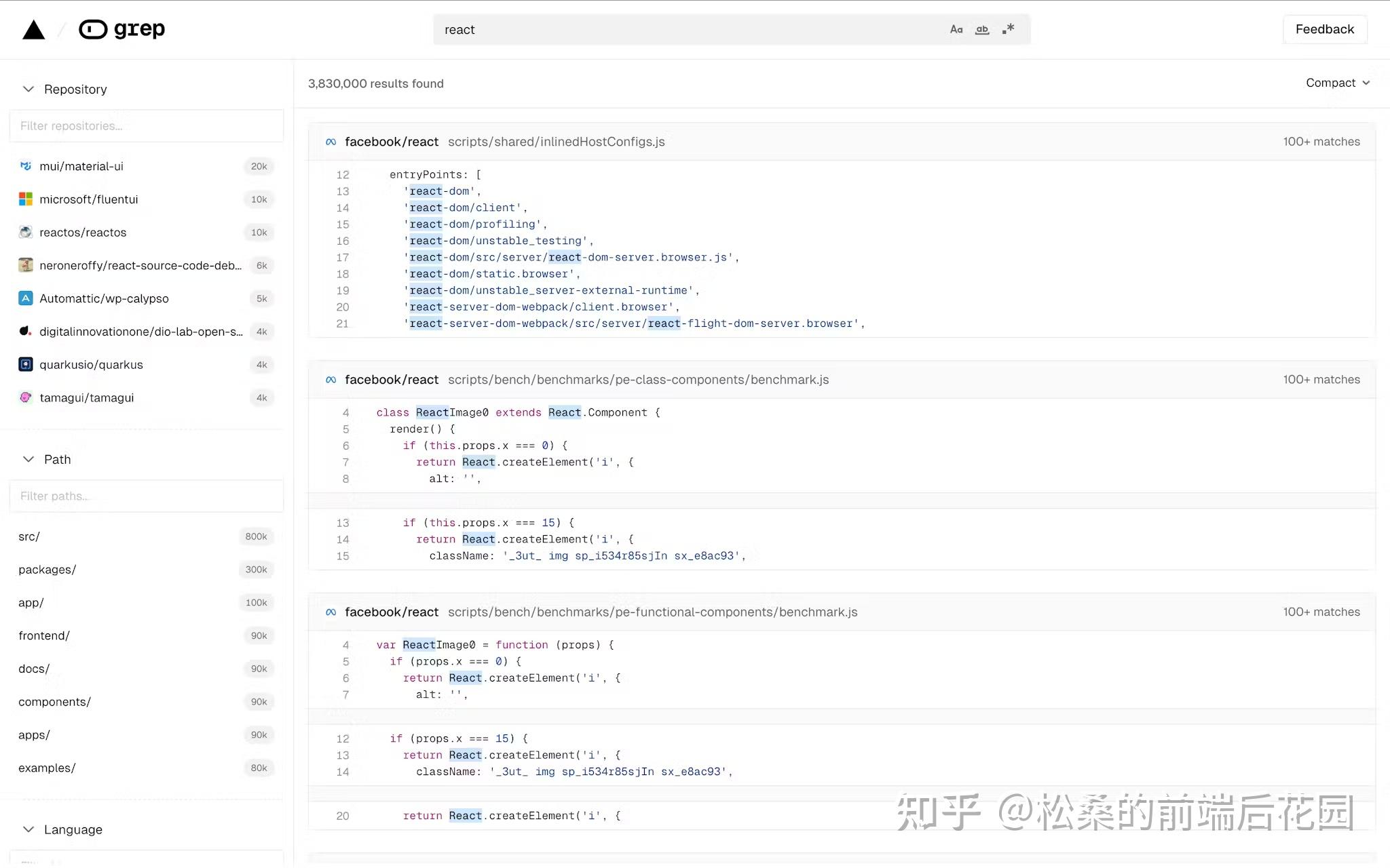 分享一个Github代码搜索引擎，Grep by Vercel，1s内在50万个代码仓库中返回搜索结果！ - 知乎
