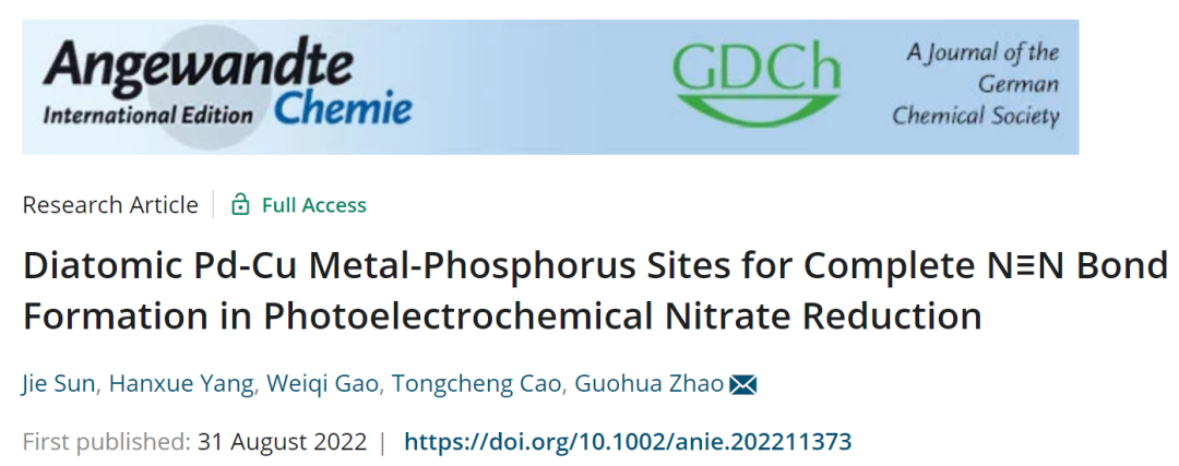 同济大学赵国华团队Angew: 构建磷烯锚定双原子PdCu活性位点用于硝酸盐还原实现N≡N成键完全脱氮 - 知乎