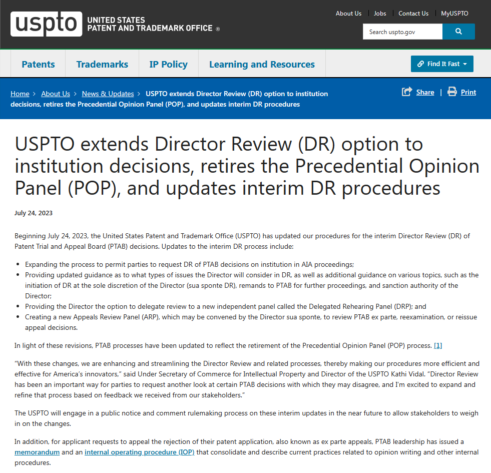 近期资讯！USPTO专利复审和上诉程序更新！ - 知乎