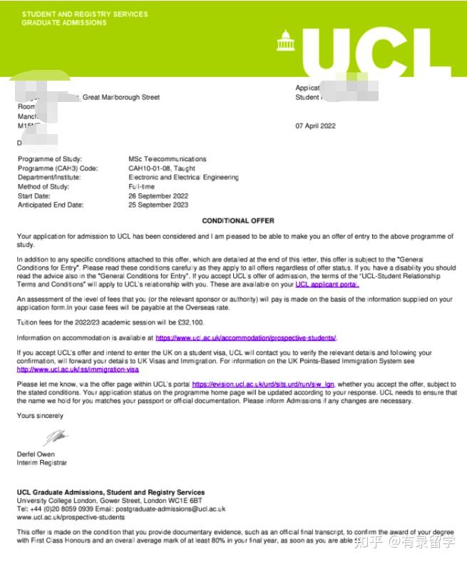 UCL 电信 offer播报】抓住申请技巧，低分高录UCL电信专业Offer - 知乎