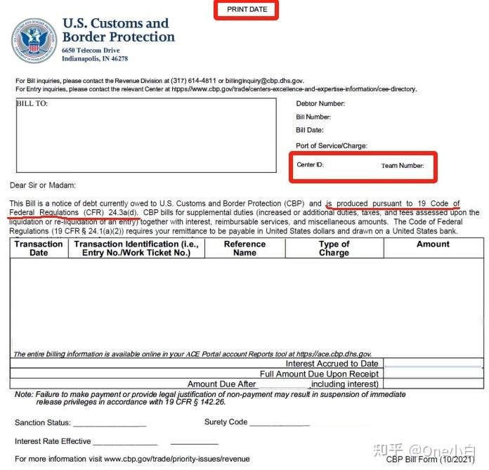 【美国进口清关】什么是 CBP 账单表格（Bill Form）？ - 知乎