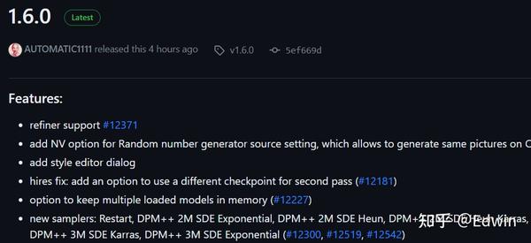 Automatic 1111 更新内容（持续更新...） - 知乎