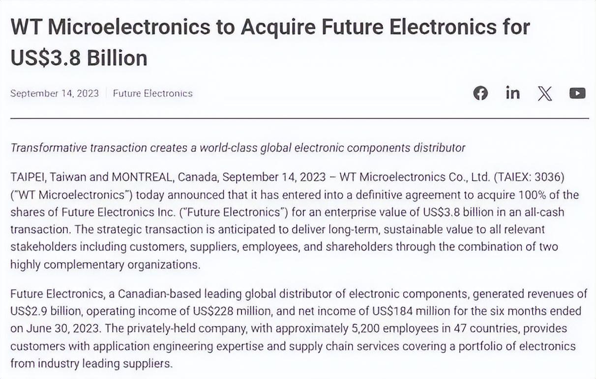 突发！文晔38亿美元收购加拿大富昌电子100%股份，2024年交割完毕 - 知乎