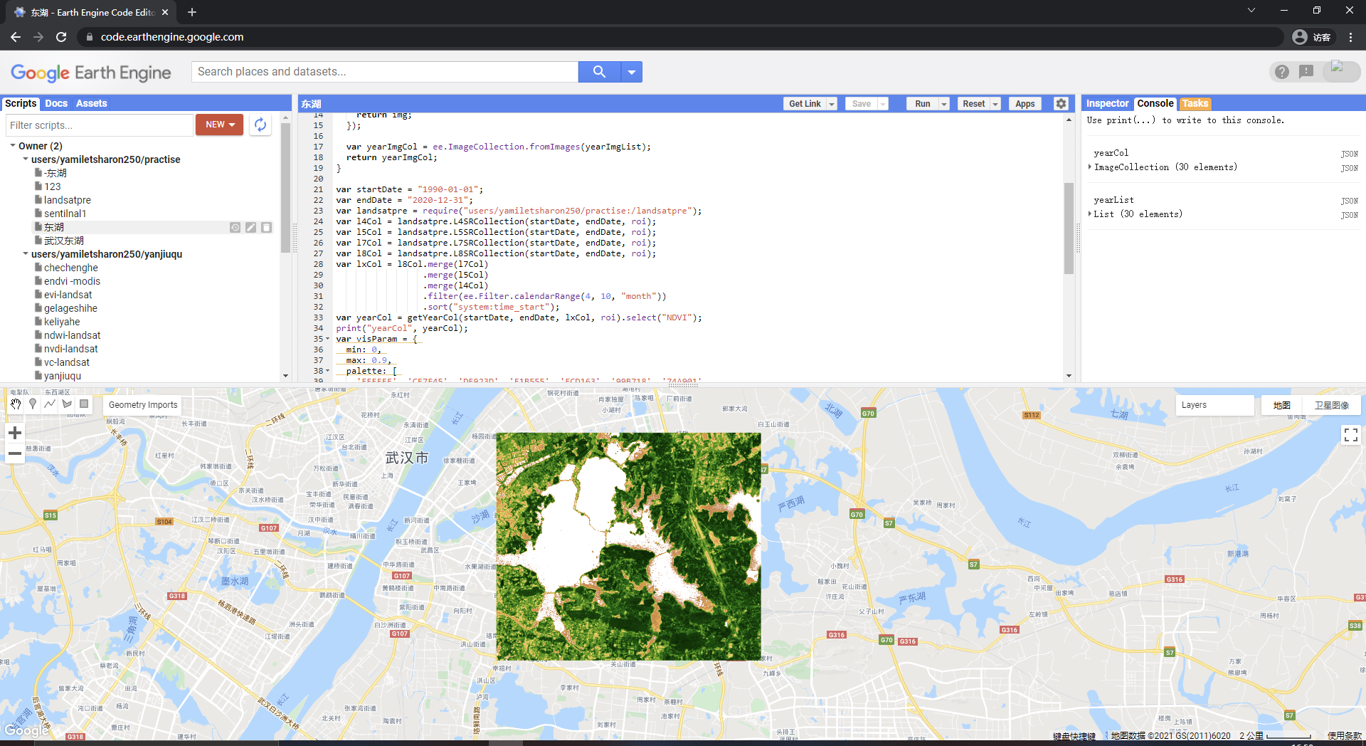 GEE landsat4578 数据预处理并计算NDVI、NDWI指数 - 知乎