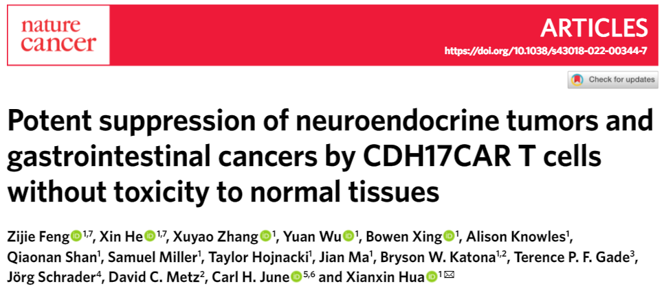 Nature Cancer | CDH17-CAR T细胞特异抑制神经内分泌肿瘤和胃肠道癌症 - 知乎