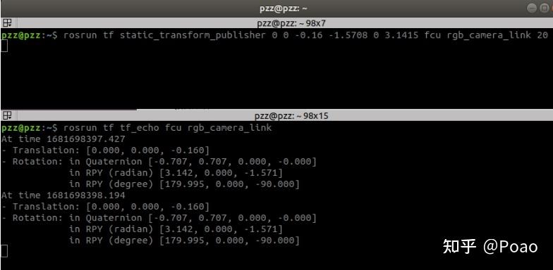 TF变换及示例 (ROS)：像素坐标转相机坐标转世界坐标 - 知乎