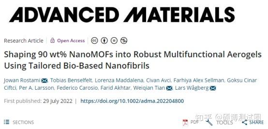 《Adv. Mat. 》：含纳米MOFs的多功能气凝胶！ - 知乎