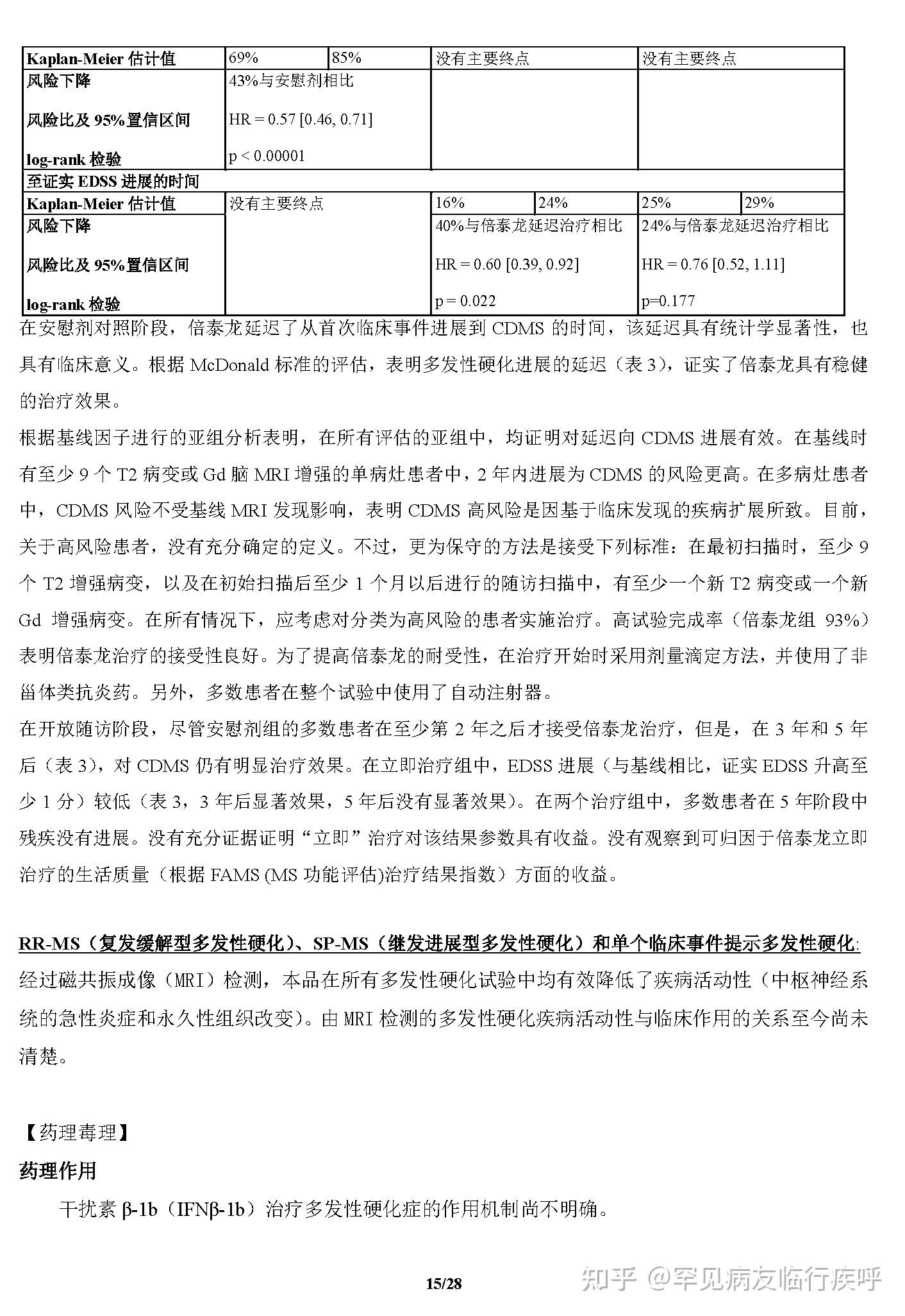 IFNβ倍泰龙®RRMS SPMS注射用重组人干扰素β-1b说明书Recombinant human interferon beta-1b ...