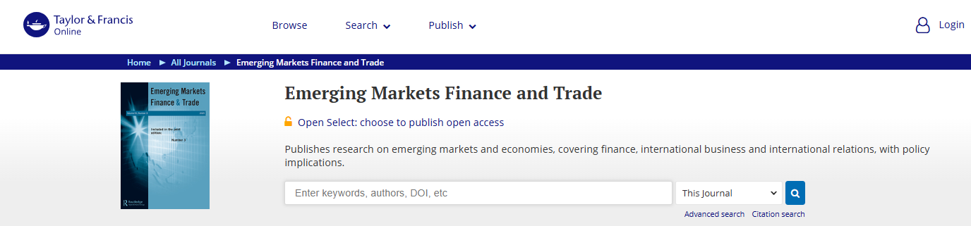 Emerging Markets Finance and Trade招募学科编辑！ - 知乎