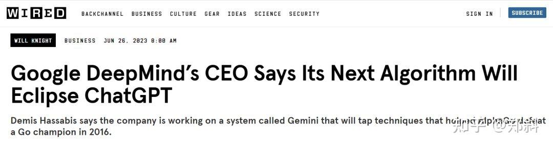 谷歌DeepMind自曝正开发新型 AI 模型 Gemini，号称“比 GPT-4强” - 知乎
