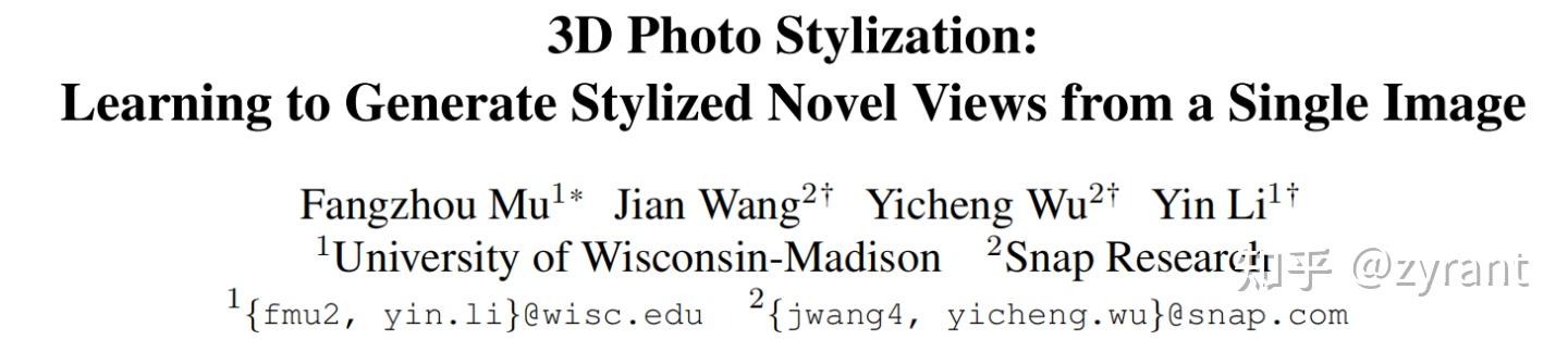 CVPR2022-3D Photo Stylization: Learning to Generate Stylized Novel Views from a Single Image - 知乎