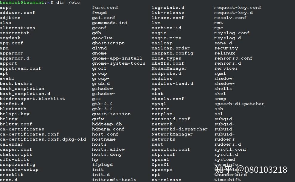 如何在Linux中使用具有不同选项和参数的'dir'命令 - 知乎