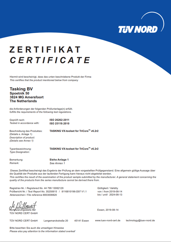 气势如虹 – TASKING VX-Toolset系列产品在功能安全和信息安全领域继续扩大领先优势 - 知乎