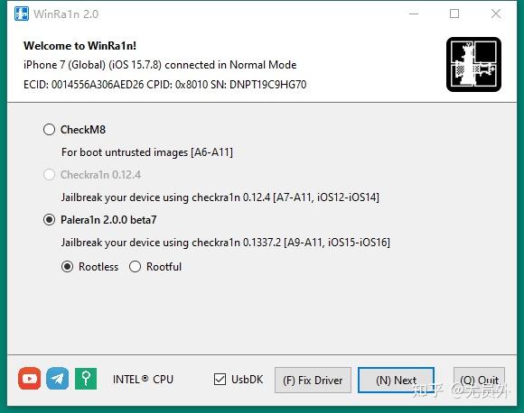 Window端免U盘越狱工具WinRa1n2.0支持越狱iOS 12--16.6.1版本 - 知乎