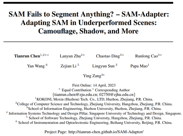 SAM无法分割一切？SAM-Adapter：首次让SAM在下游任务适应调优！ - 知乎