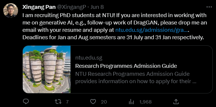 DragGAN第一作者Xingang Pan，正式加入南洋理工，出任助理教授！ - 知乎