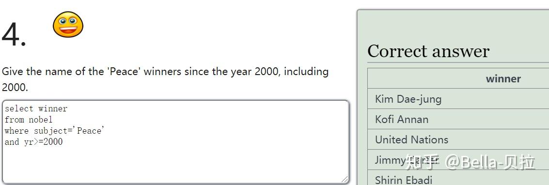 sqlzoo练习4（含答案）：SELECT from Nobel Tutorial - 知乎