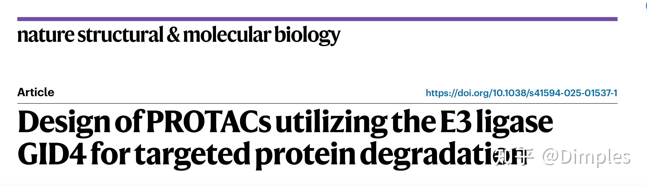 利用全新E3泛素连接酶GID4设计PROTAC - 知乎