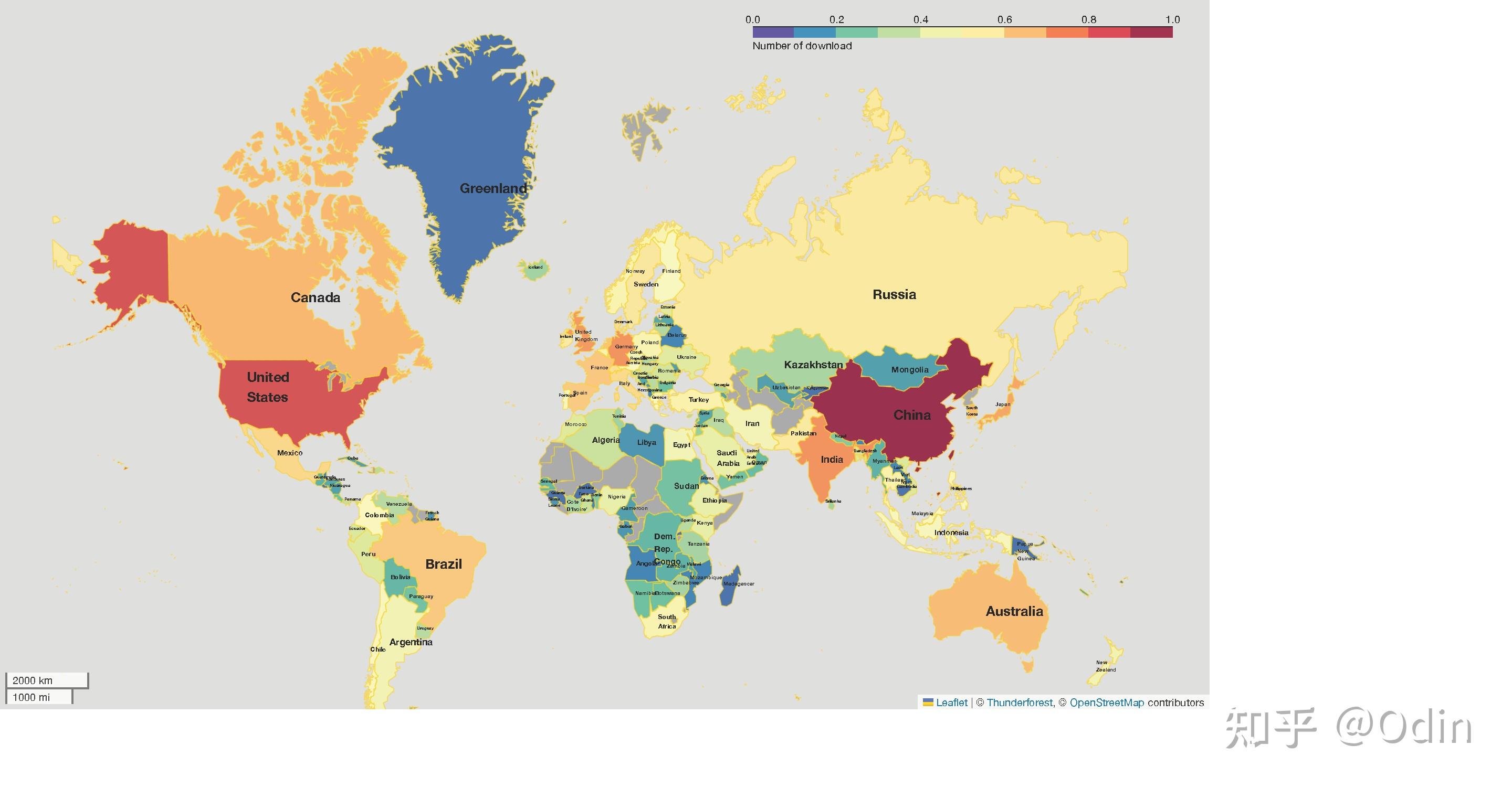 如何用python画世界地图并用不同的颜色展示每个国家的访问量 - 知乎
