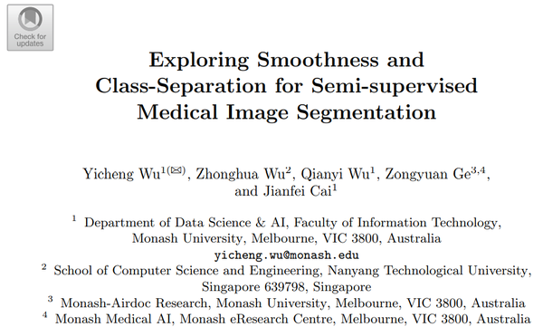 MICCAI 2022 | 半监督医学图像分割的平滑性和类分离研究 - 知乎