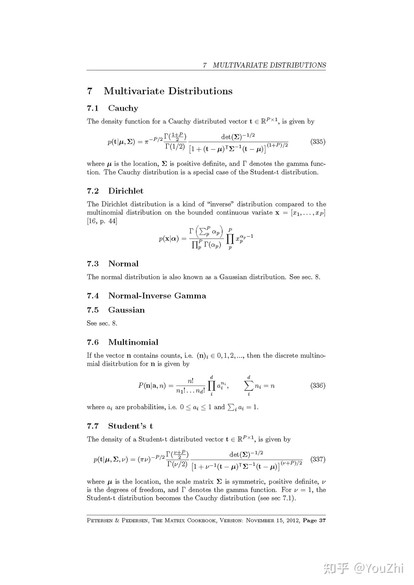 矩阵微积分公式查表(The Matrix Cookbook) - 知乎