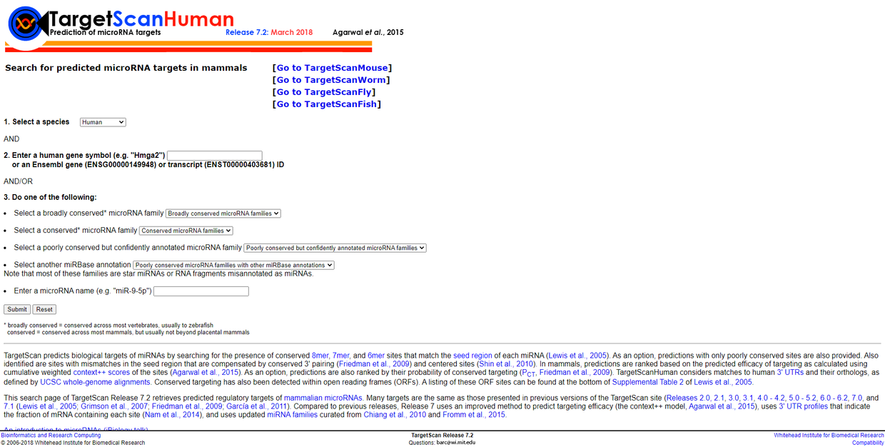 TargetScan：miRNA靶基因数据库 - 知乎