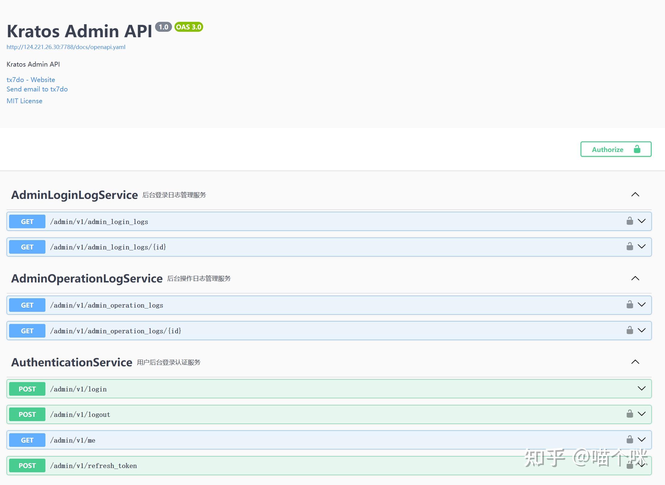 开箱即用的GO后台管理系统 Kratos Admin - 交互式API文档 Swagger UI - 知乎