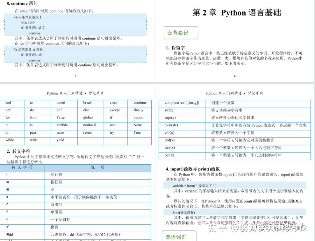 有了这个Python背记手册，还怕记不住语法？高清PDF已开放下载 - 知乎