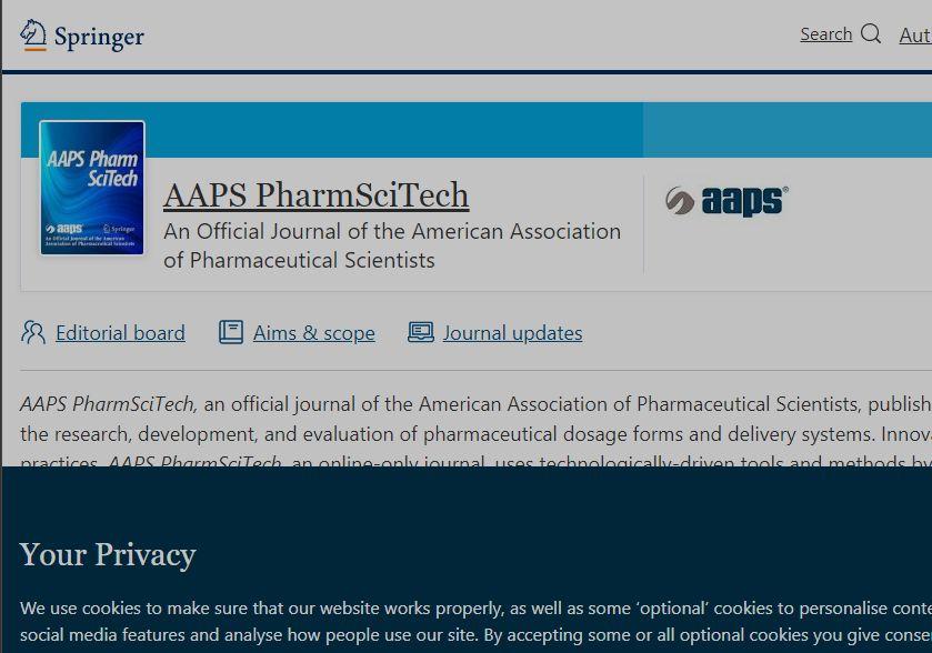 《AAPS PHARMSCITECH》杂志影响因子多少？ - 知乎