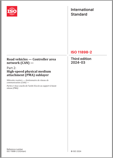 ISO 11898-2-2024【中文版翻译+PDF原版】Road vehicles - Controller area network ...