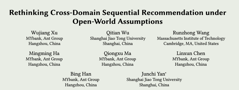 [CDSR] Rethinking Cross-Domain Sequential Recommendation under Open-World Assumptions - 知乎