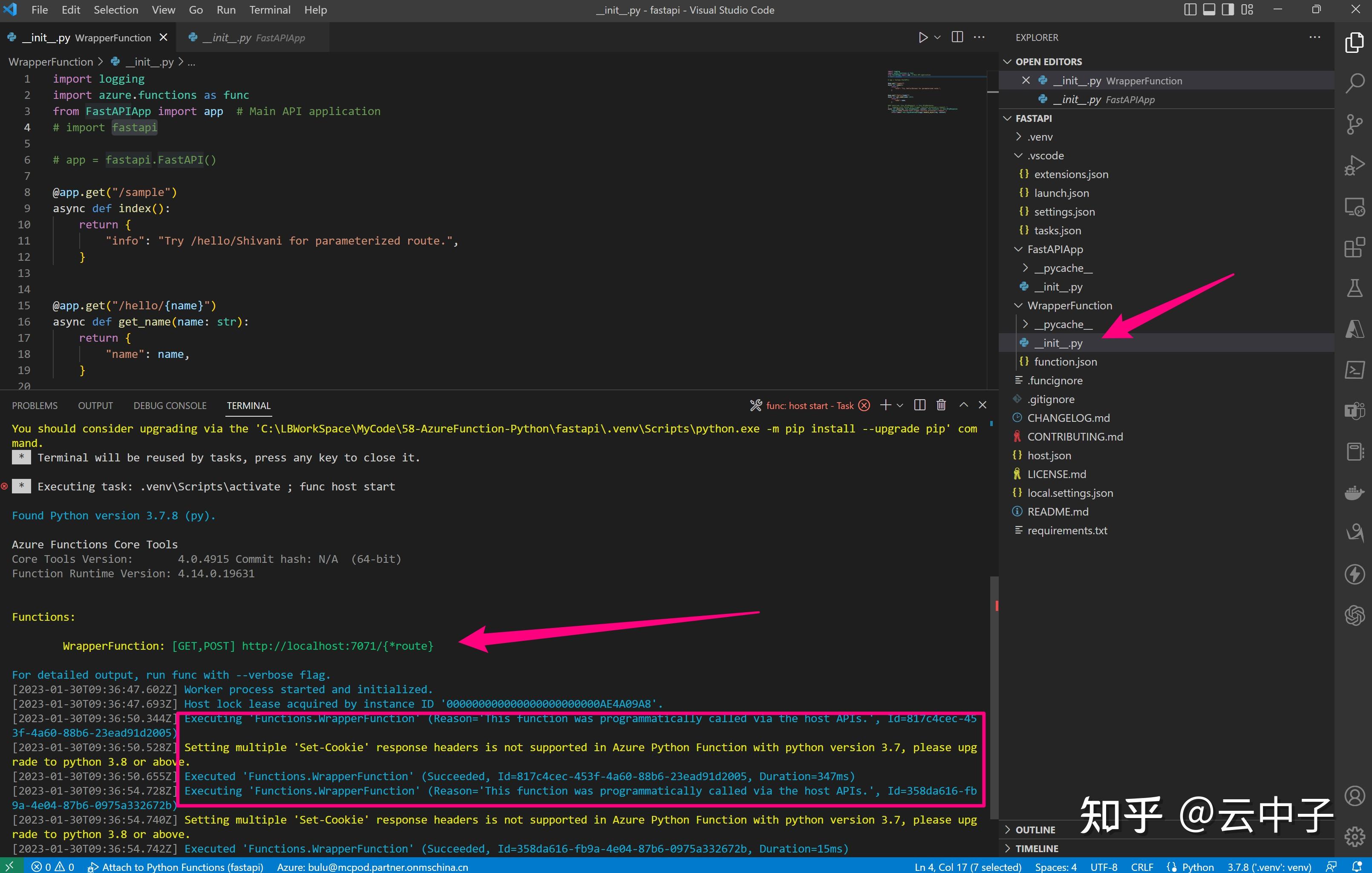 【Azure 应用服务】Python fastapi Function在Azure中遇见AttributeError异常 - 知乎