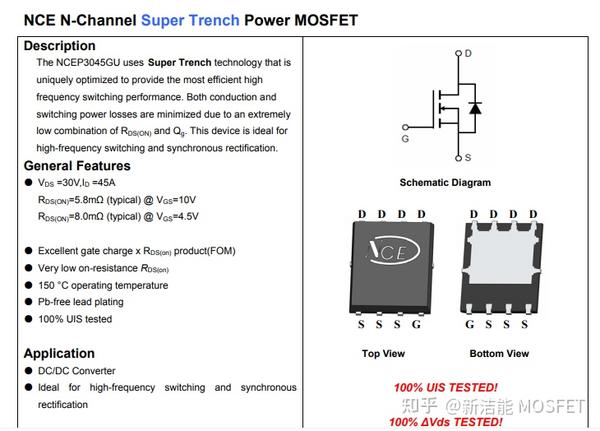 新洁能 (NCE）30-250V N-Channel SGT-I MOSFET概览 - 知乎