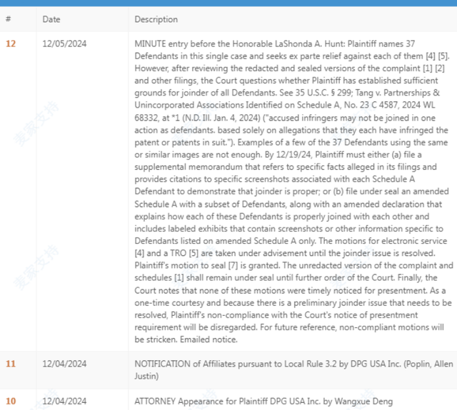 Avek IP,LLC律所代理DPG USA Inc.线轴发案维权 案件号：24-cv-12341 - 知乎