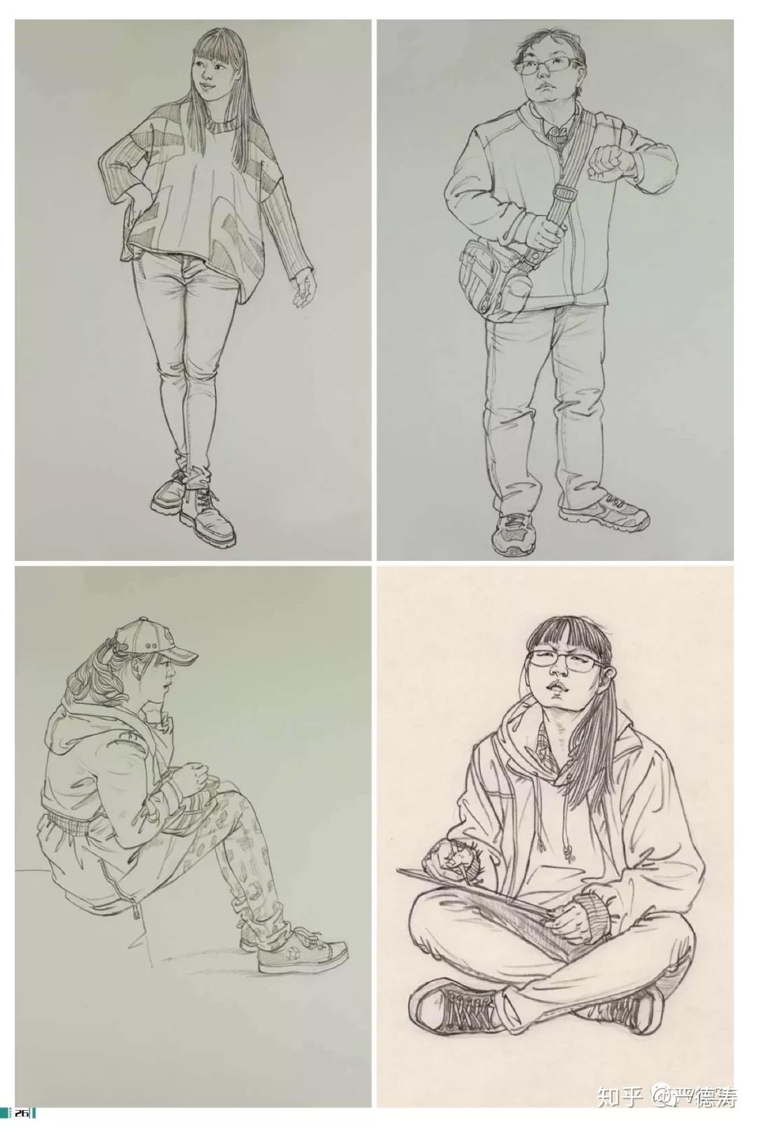 速写 | 线性速写人物动态临摹参考素材图片 - 知乎