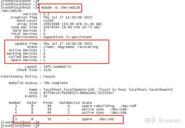 Linux系统实现raid5 热备盘配置及硬盘故障演练 知乎