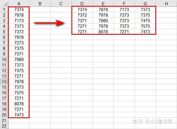 【excel】将一列数据转为多行多列矩阵形式的几种方法 知乎 