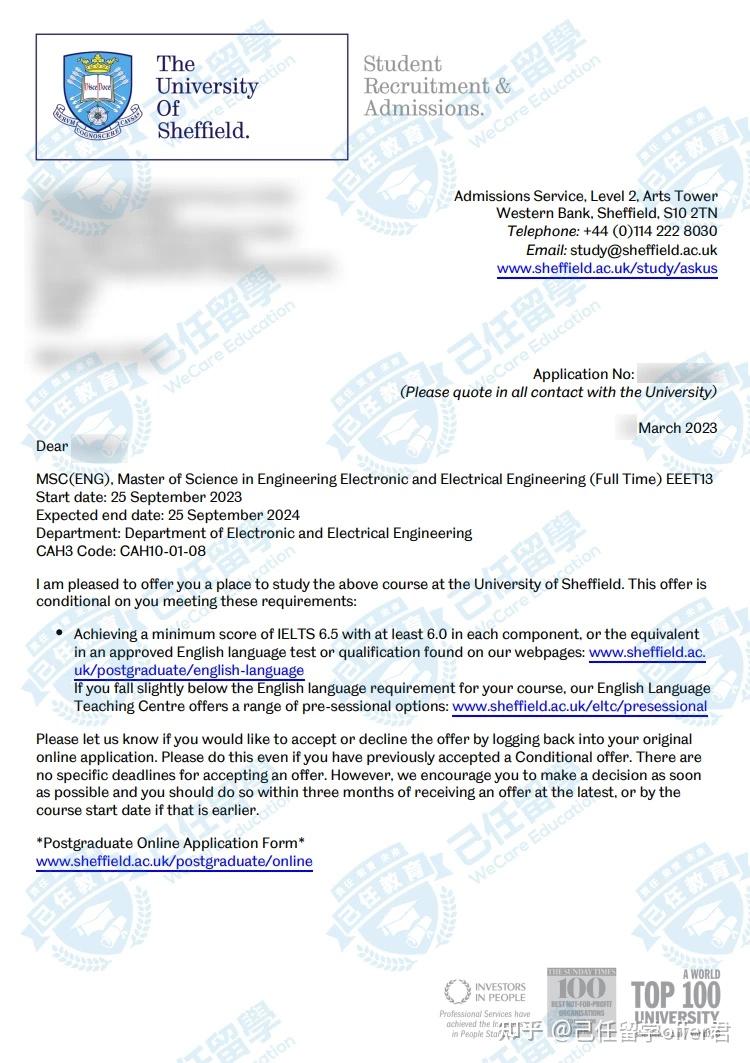 己任留学23Fall英国offer | 谢菲尔德大学 MSc in Engineering Electronic and Electrical Engineering - 知乎